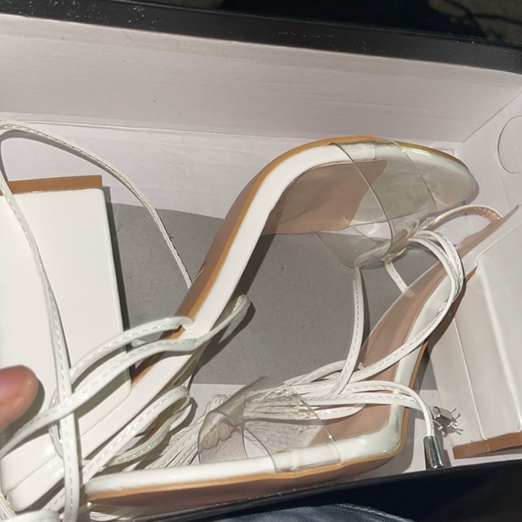 PrettyLittleThing | Shoes | Plts White Lace Up Heels | Poshmark